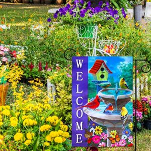 welcome small garden flags birds outside vertical double sided garden flags for all seasons cardinal birdhouse, winter bird yard flags