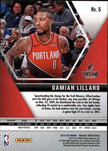 2019-20 Panini Mosaic #5 Damian Lillard Portland Trail Blazers NBA Basketball Card NM-MT