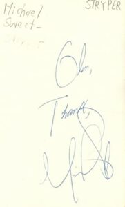 michael sweet singer stryper rock band music signed index card jsa coa