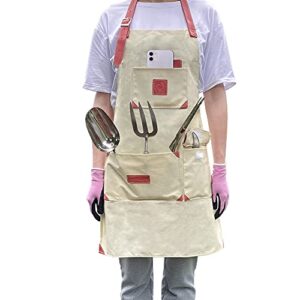 berry&bird canvas garden apron with pockets for women & men waterproof aprons adjustable neck heavy duty in kitchen cooking outdoor gardening