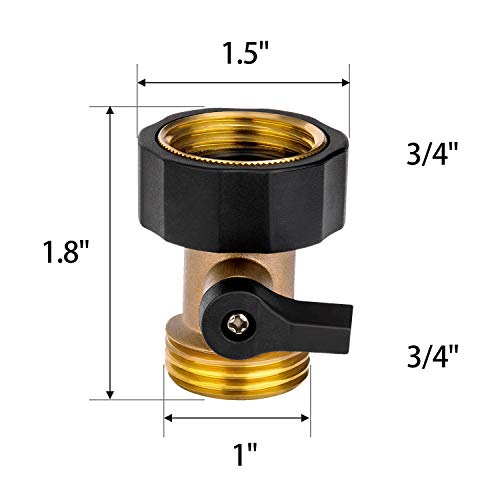 Awpeye Heavy Duty Brass Shut Off Valve Garden Hose Connector，3PCS 3/4" Water Hose Single Shut Off Valve Garden Hose Connector