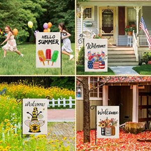 Seasonal Garden Flags Set of 12 Double Sided 12 x 18 Fall Welcome Gnome Garden Flags Burlap Small Yard Flag Holiday Set for Christmas Halloween Thanksgiving And More