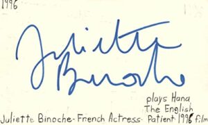 juliette binoche french actress movie autographed signed index card jsa coa