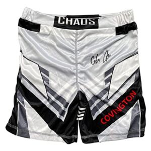 Colby Covington Signed White UFC Chaos Trunks JSA ITP - Autographed UFC Jerseys and Trunks