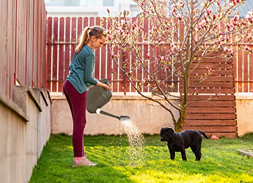 1.5 Gallon Watering Can for Outdoor & Indoor Plants, Large Garden Watering Pot with Lightweight and 5.5L Capacity, Plastic Watering Can with Long Spout and Metal Removable Sprinkler Head, Grey