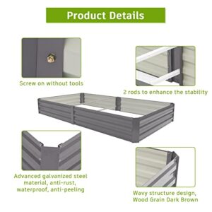 Leisurelife Galvanized Raised Garden Bed Metal Planter Box Outdoor Kits for Gardening Vegetables Herb Flower Beds, 8x4Ft, Grey