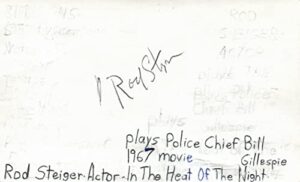 rod steiger actor in the heat of the night autographed signed index card jsa coa