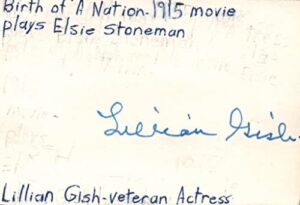 lillian gish actress signed 2.5×3.5 index card with jsa coa