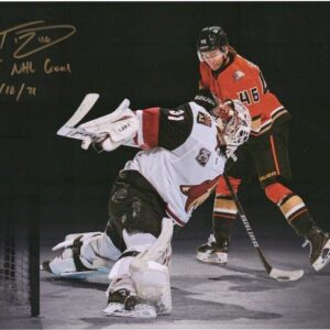 Trevor Zegras Signed Autographed 16x20 Photo Oilers inscr. 1st NHL Goal Fanatics - Autographed NHL Photos