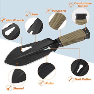 FullLit Backpacking Trowel, Lightweight Camping Shovel, Metal Detecting Tool, Garden Trowel, with Carrying Pouch, for Hiking, Digging, Metal Detecting, Gardening and Outdoor