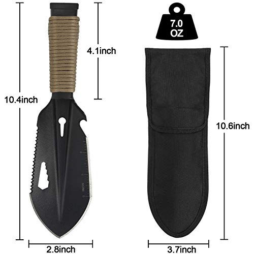 FullLit Backpacking Trowel, Lightweight Camping Shovel, Metal Detecting Tool, Garden Trowel, with Carrying Pouch, for Hiking, Digging, Metal Detecting, Gardening and Outdoor