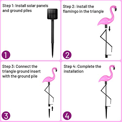 3 Pieces Garden Outdoor Flamingo LED Stake Lights Solar Powered Waterproof for Garden, Lawn, Patio, Pond, Backyard Decor