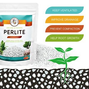 Organic Perlite for All Plants, All Natural Horticultural Soil Additive Conditioner Mix, Improve Drainage and Ventilation, Help Root Growth (2 Quarts)