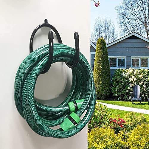 Wall-Mounted Black Hose Bracket Hose Hanger, Car Hose Holder, Carrier, Support for Garden Hose Hanger, Hose Holder Easily Holds 150 5/8’’ Hose - Perfect for Chain-Link Fence and Wall Mounted