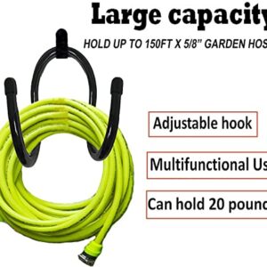 Wall-Mounted Black Hose Bracket Hose Hanger, Car Hose Holder, Carrier, Support for Garden Hose Hanger, Hose Holder Easily Holds 150 5/8’’ Hose - Perfect for Chain-Link Fence and Wall Mounted