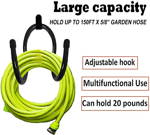 Wall-Mounted Black Hose Bracket Hose Hanger, Car Hose Holder, Carrier, Support for Garden Hose Hanger, Hose Holder Easily Holds 150 5/8’’ Hose - Perfect for Chain-Link Fence and Wall Mounted