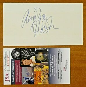 angelica huston addams family actress signed 3×6 index card with jsa coa