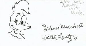 walter lantz cartoonist woody autographed signed sketched index card jsa coa