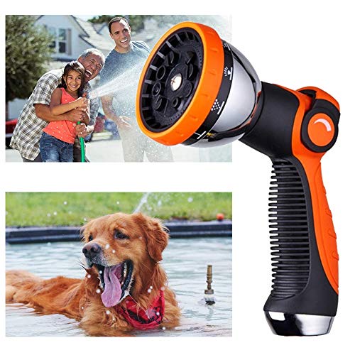 Garden Hose Nozzle Spray Nozzle,10 Hose Metal Duty Watering Patterns Thumb Control On Off Valve, High Pressure Nozzle Sprayer for Watering Plants, Car Wash,Cleaning,Showering Pets