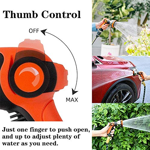 Garden Hose Nozzle Spray Nozzle,10 Hose Metal Duty Watering Patterns Thumb Control On Off Valve, High Pressure Nozzle Sprayer for Watering Plants, Car Wash,Cleaning,Showering Pets