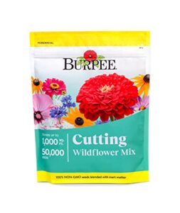 burpee cutting 50,000 bulk, multi, 1 bag | 15 varieties of non-gmo flower perennial wildflower seeds pollinator mix | covers 1,000 sq. ft, multicolor