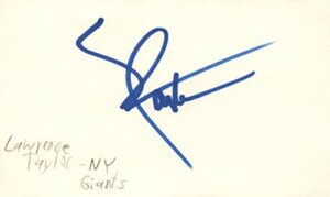 lawrence taylor ny giants for nfl football hof autographed signed index card jsa coa