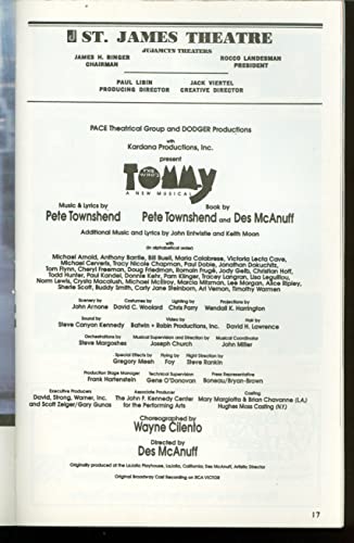 The Who's Tommy, Broadway Playbill + Anthony Barrile, Michael Cerveris, Michael Arnold, Bill Buell, Maria Calabrese