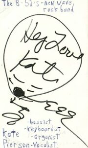 kate pierson vocalist bassist b 52’s rock band music signed index card jsa coa