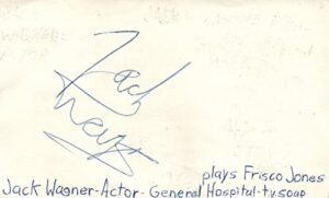 jack wagner actor general hospital movie autographed signed index card jsa coa