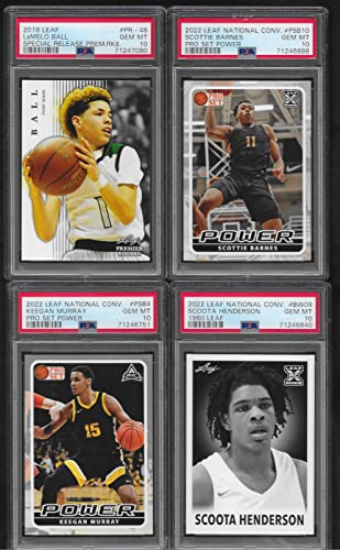 PSA 10 LAMELO BALL SCOTTIE BARNES SCOOTA HENDERSON KEEGAN MURRAY 4 CARD ROOKIE LOT LEAF GRADED PSA GEM MINT 10 YOUNG BASKETBALL STARS