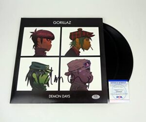 demon days vinyl record album signed autographed by damon albarn of gorillaz psa/dna coa