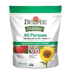 Burpee Natural Purpose Granular 4-Lb Organic Food for Growing Strong Plants | Good for Vegetable Garden, Flower Garden & Seed Starting, 4 lb, 4lb. Bag