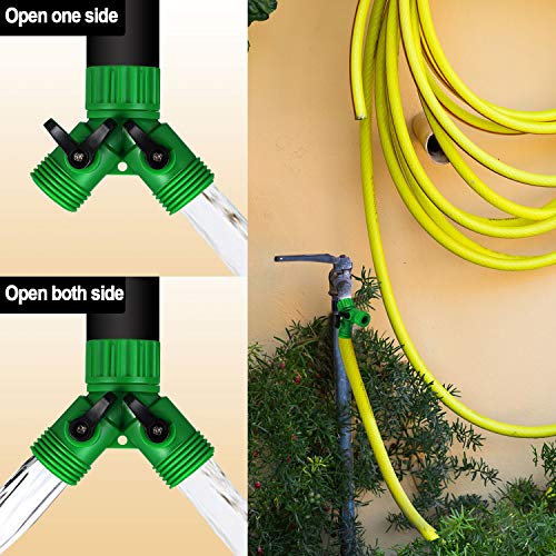 Mudder 6 Pack 3/4 Inch Garden Hose Y Connectors Plastic Hose Splitter with Faucet Watering Shut Off Valves for Landscaping, Gardening, Flower Planting, Irrigation (Green)