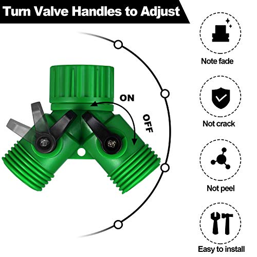 Mudder 6 Pack 3/4 Inch Garden Hose Y Connectors Plastic Hose Splitter with Faucet Watering Shut Off Valves for Landscaping, Gardening, Flower Planting, Irrigation (Green)