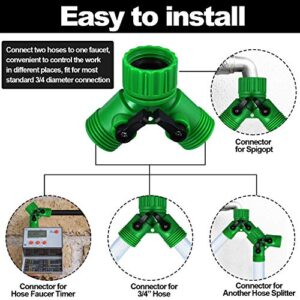 Mudder 6 Pack 3/4 Inch Garden Hose Y Connectors Plastic Hose Splitter with Faucet Watering Shut Off Valves for Landscaping, Gardening, Flower Planting, Irrigation (Green)