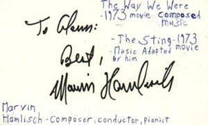 marvin hamlisch composer conductor pianist music signed index card jsa coa