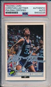 1992-93 classic draft rookie christian laettner #43 card signed wolves psa/dna – autographed college cards