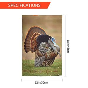 Duble Sided Vertical Wild Turkey Hunting Print Polyester Garden Flag Banner 12 X 18 Inch For Outdoor Home Garden Flower Pot Anniversary Party Yard Decor