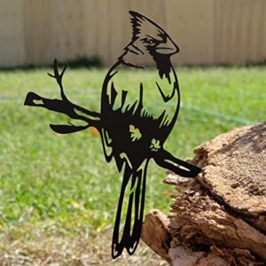 renovatio metal cardinal bird – metal birds yard decor – metal yard art – tree decorations outdoor – cardinal figurine – backyard decor – garden gift – patio decor – christmas decorations outdoor