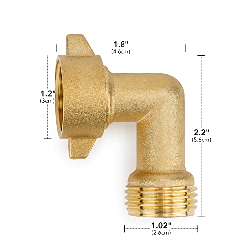 Stanbroil 90 Degree Garden Hose Elbow adapter- Solid Brass Fittings, RV Accessories for Outside Water Faucet 3/4" FHT x 3/4" MHT (2 pack)