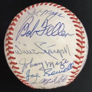 Hall of Famers Multi Signed Baseball ABG Joe DiMaggio Koufax Terry +21 Autos JSA - Autographed Baseballs