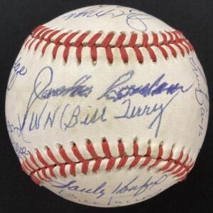 Hall of Famers Multi Signed Baseball ABG Joe DiMaggio Koufax Terry +21 Autos JSA - Autographed Baseballs