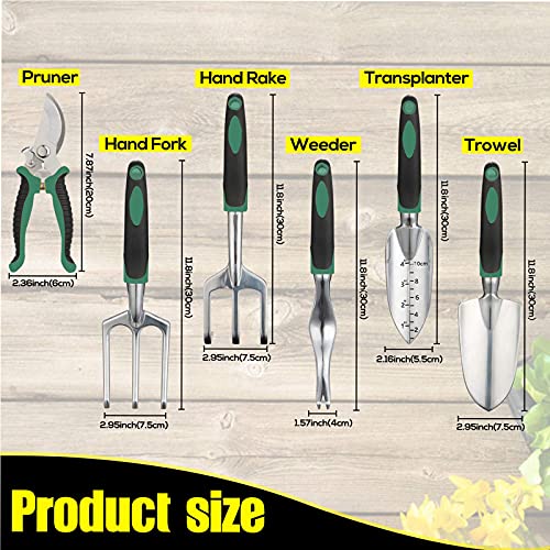 Garden Tools Set,Gardening Tools for Woman Man Gardening Kit 11 Pieces,Gardening Tools for Gardening Gifts,Heavy Duty Aluminum Hand Tool,Handle Gardening Planting Tool Set with Apron,Storage Tote Bag