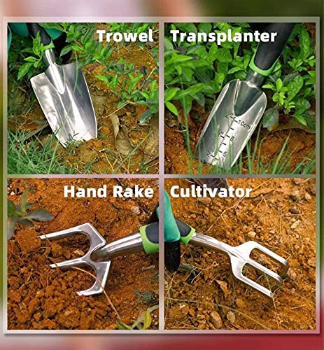 Garden Tools Set,Gardening Tools for Woman Man Gardening Kit 11 Pieces,Gardening Tools for Gardening Gifts,Heavy Duty Aluminum Hand Tool,Handle Gardening Planting Tool Set with Apron,Storage Tote Bag