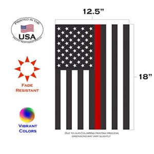 Toland Home Garden 1110866 Thin Red Line USA Fire Flag 12x18 Inch Double Sided Fire Garden Flag for Outdoor House Patriotic Flag Yard Decoration