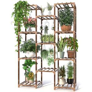 veakoo plant stand indoor outdoor,11 tiered tall wood flower stands large plant shelf multiple garden shelves window display holder rack for corner balcony patio living room bedroom with 3 free tool visit the veakoo store