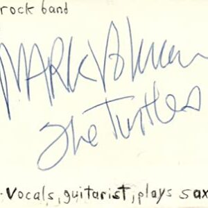 Mark Volman Vocals Guitarist The Turtles Rock Band Signed Index Card JSA COA