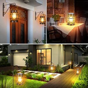 UBright Solar Lantern 2 Pack Solar Outdoor Lights Metal Hanging Solar Lights Lanterns , Solar Lights Outdoor Waterproof Retro Design with Edison Bulb Decorative for Patio Porch Fence Garden Lawn