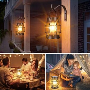 UBright Solar Lantern 2 Pack Solar Outdoor Lights Metal Hanging Solar Lights Lanterns , Solar Lights Outdoor Waterproof Retro Design with Edison Bulb Decorative for Patio Porch Fence Garden Lawn