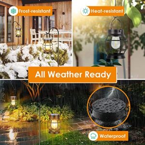 UBright Solar Lantern 2 Pack Solar Outdoor Lights Metal Hanging Solar Lights Lanterns , Solar Lights Outdoor Waterproof Retro Design with Edison Bulb Decorative for Patio Porch Fence Garden Lawn